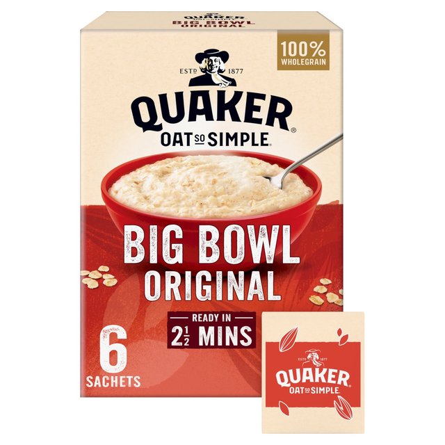 Quaker Oat So Simple Big Bowl Original Porridge Sachets Cereal 6 per p ...