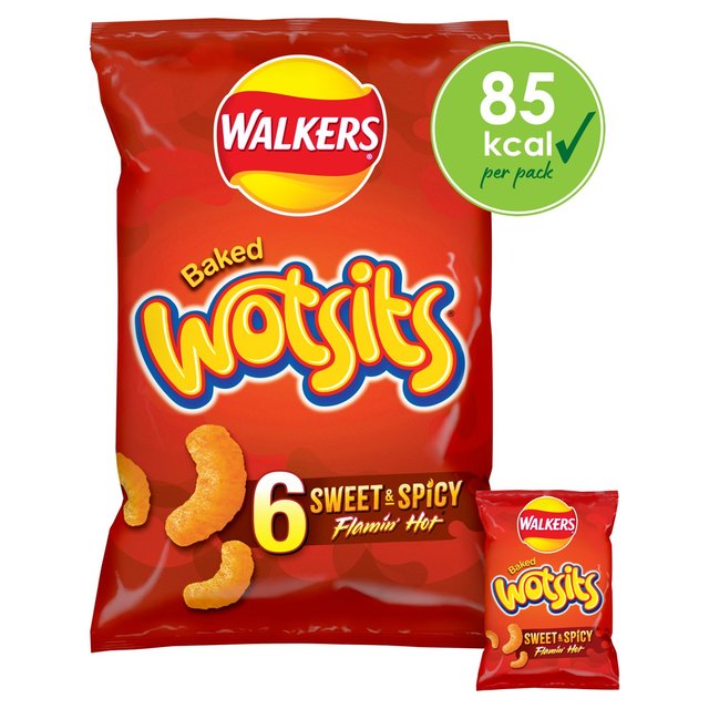 Walkers Wotsits Sweet & Spicy Flamin Hot Multipack Snacks 6 per pack ウ ...