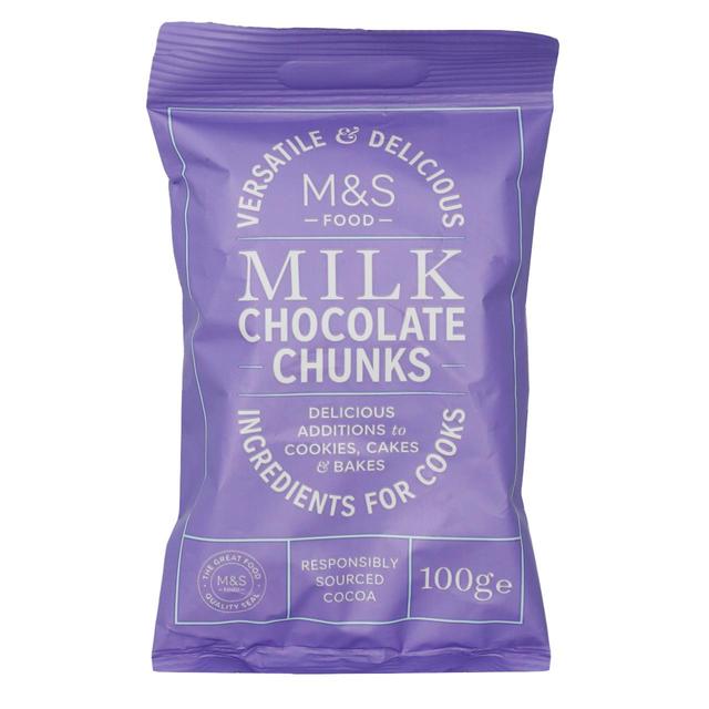 M&S Milk Chocolate Chunks 100g M&S マークス＆スペンサー ミルクチョコレートチャンク 100g – KENZENUK
