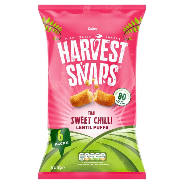 Harvest Snaps Lentil Puff Thai Sweet Chilli Multipack Snacks 6 per pac ...