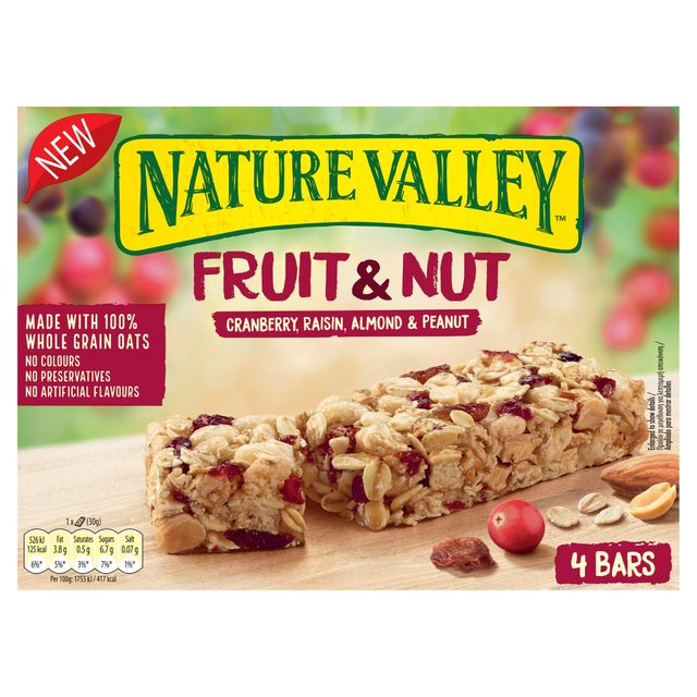 Nature Valley Fruit & Nut Cereal Bars Cranberry & Almonds 4 x 30g Natu ...