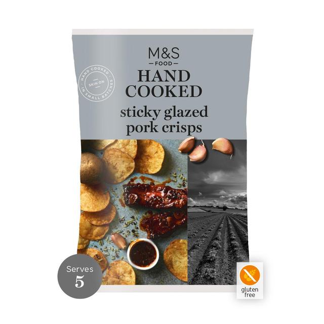 M&S Sticky Glazed Pork Flavour Hand Cooked Crisps 150g M&S スティッキーグレーズド ...